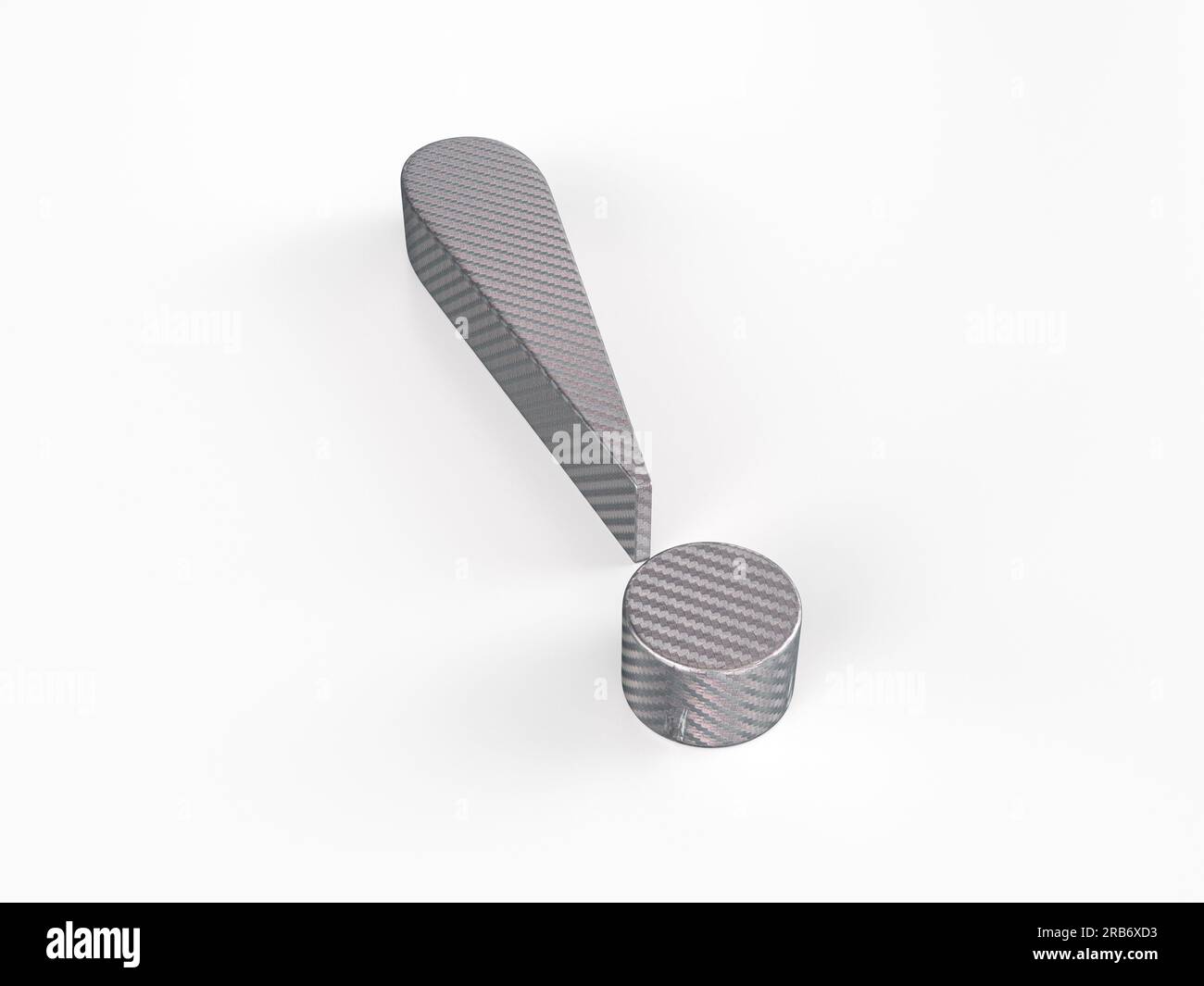 Holographic foil exclamation mark symbol on a white background. 3d ...