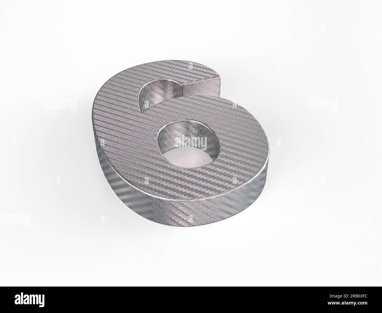 Holographic foil number six on a white background. 3d illustration ...