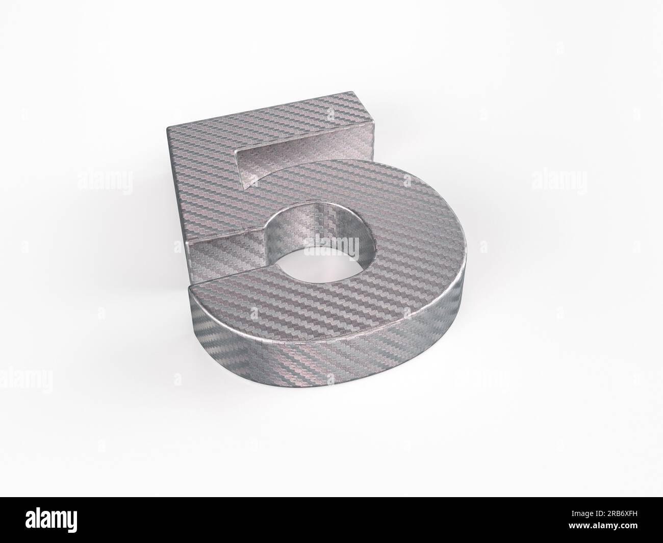 Holographic foil number five on a white background. 3d illustration ...