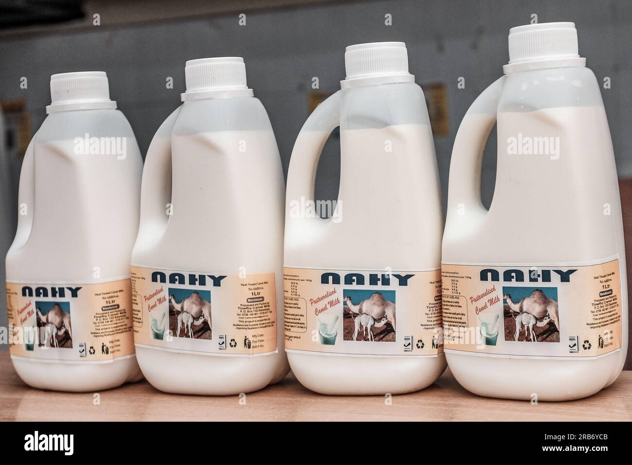 Milk Dairy packaged camel In Garissa Kenya East Africa Stock Photo - Alamy