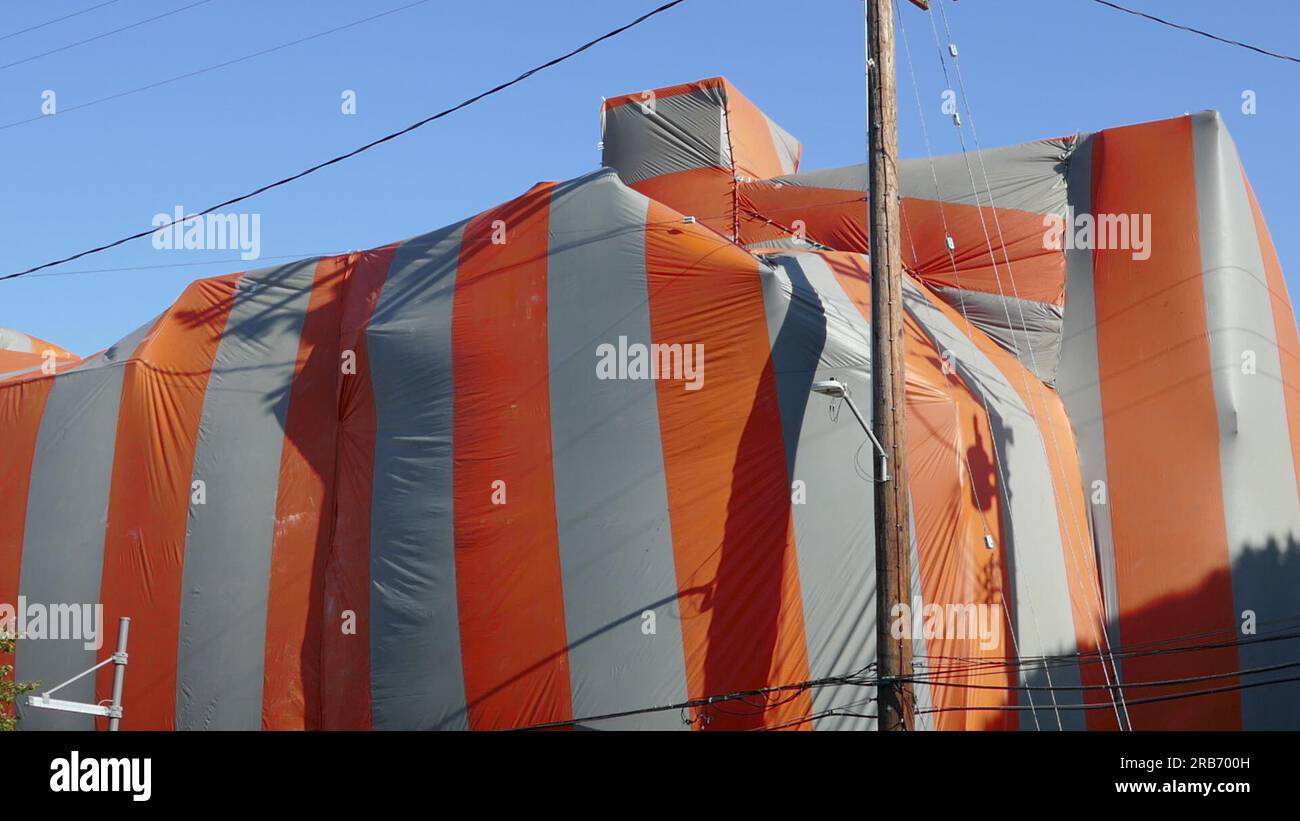 Los Angeles, California, USA 7th July 2023 Fumigation Tented Building ...
