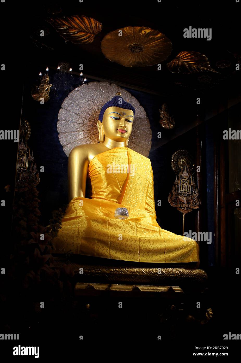 A potrait photo of Lord Buddha in his meditating pose in Bodh Gaya ...