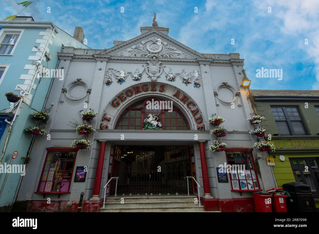 The entrance to St Georges Arcade in Falmouth, Cornwall, UK Stock Photo ...