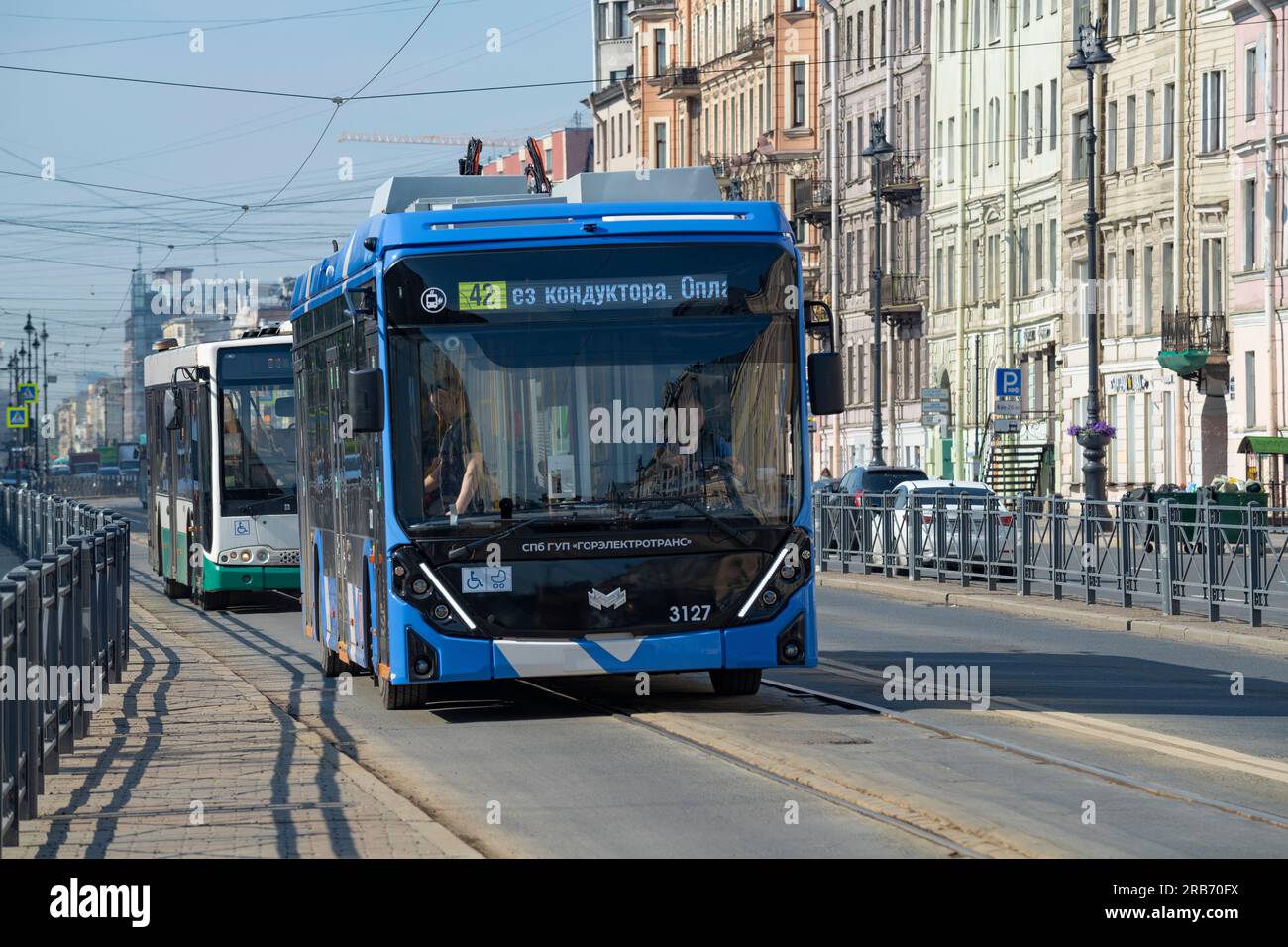 SAINT PETERSBURG, RUSSIA - JUNE 27, 2023: Trolleybus BKM 32100D "Olgerd ...