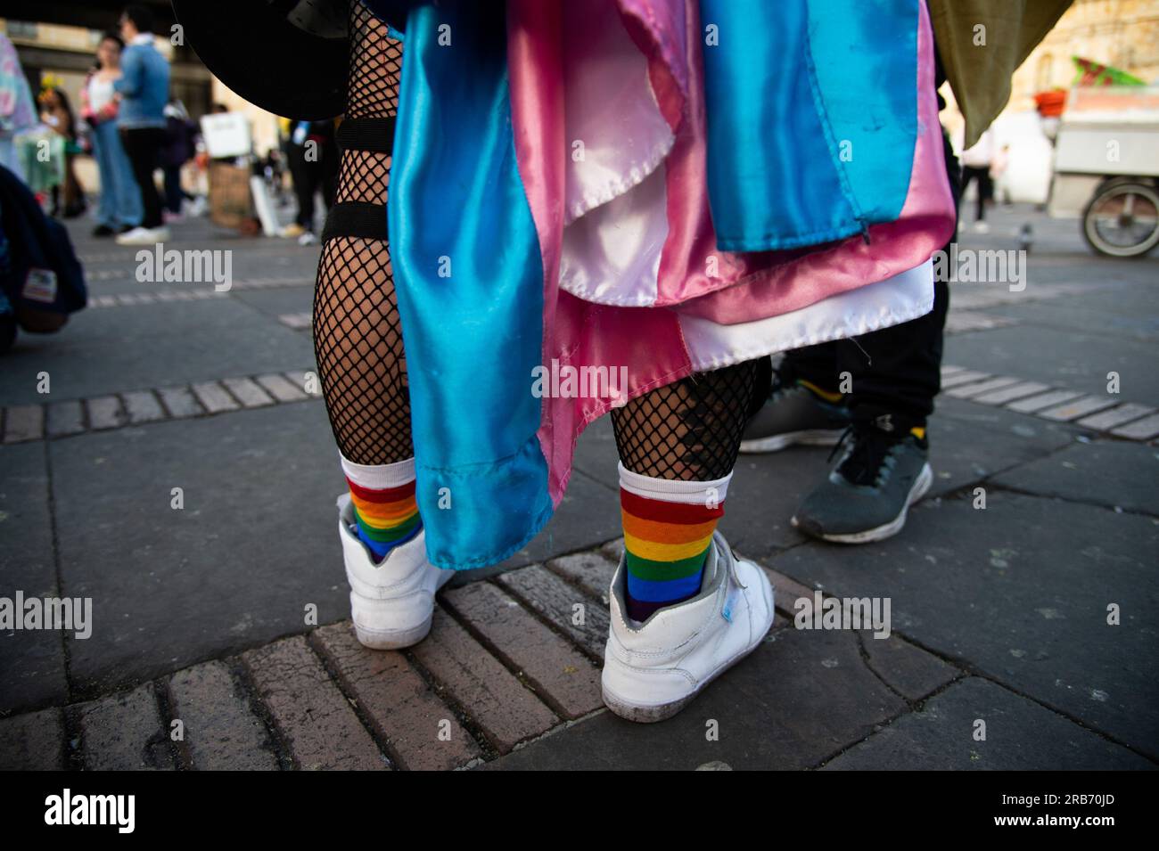 Bogota, Colombia. 07th July, 2023. Demonstrators take part during the ...