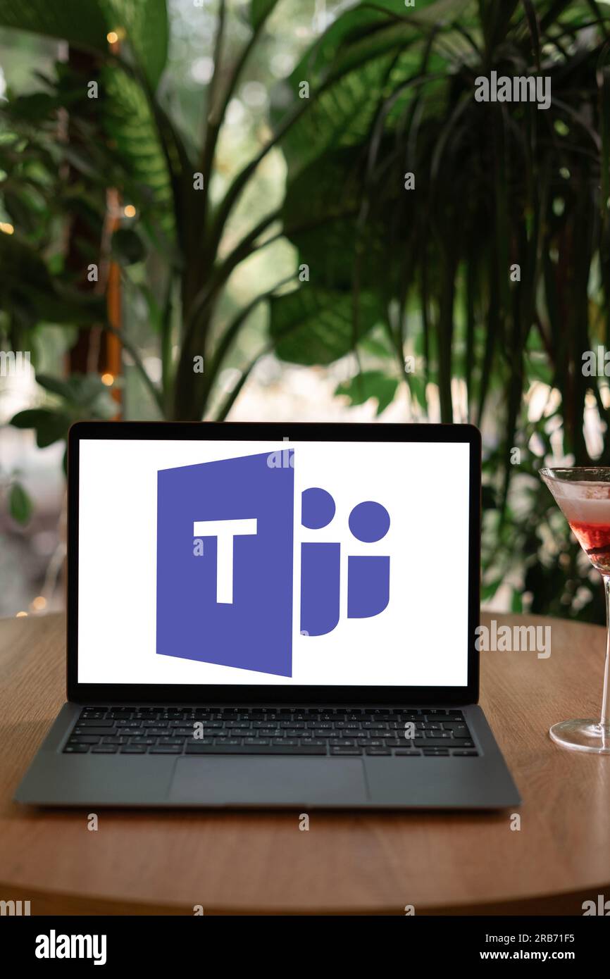 Odessa, Ukraine - June 14, 2023: Laptop computer with logo of Microsoft ...