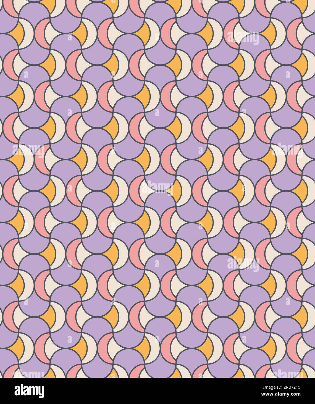 70s groovy swirl seamless pattern. Geometric stylish background, black ...