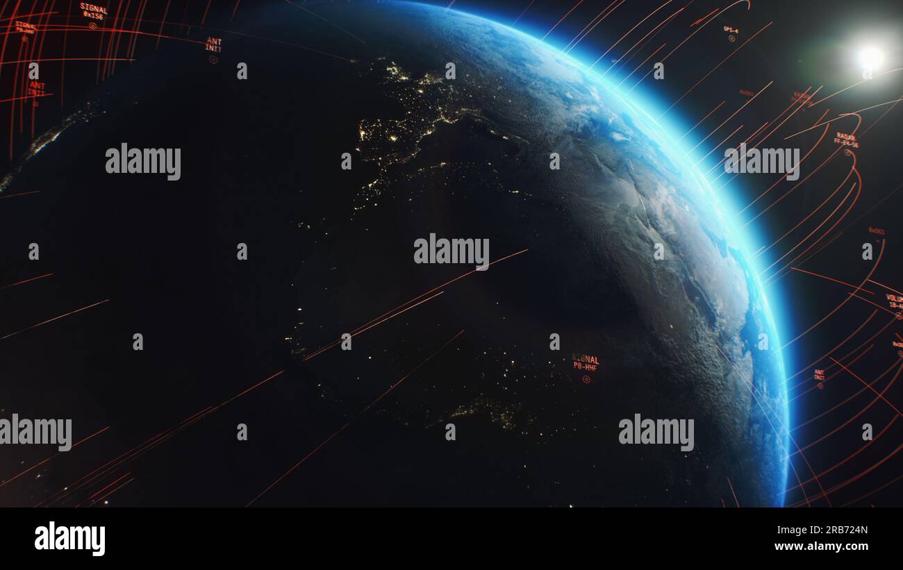 Illustration 3D graphics of abstract digital streams and lines over ...