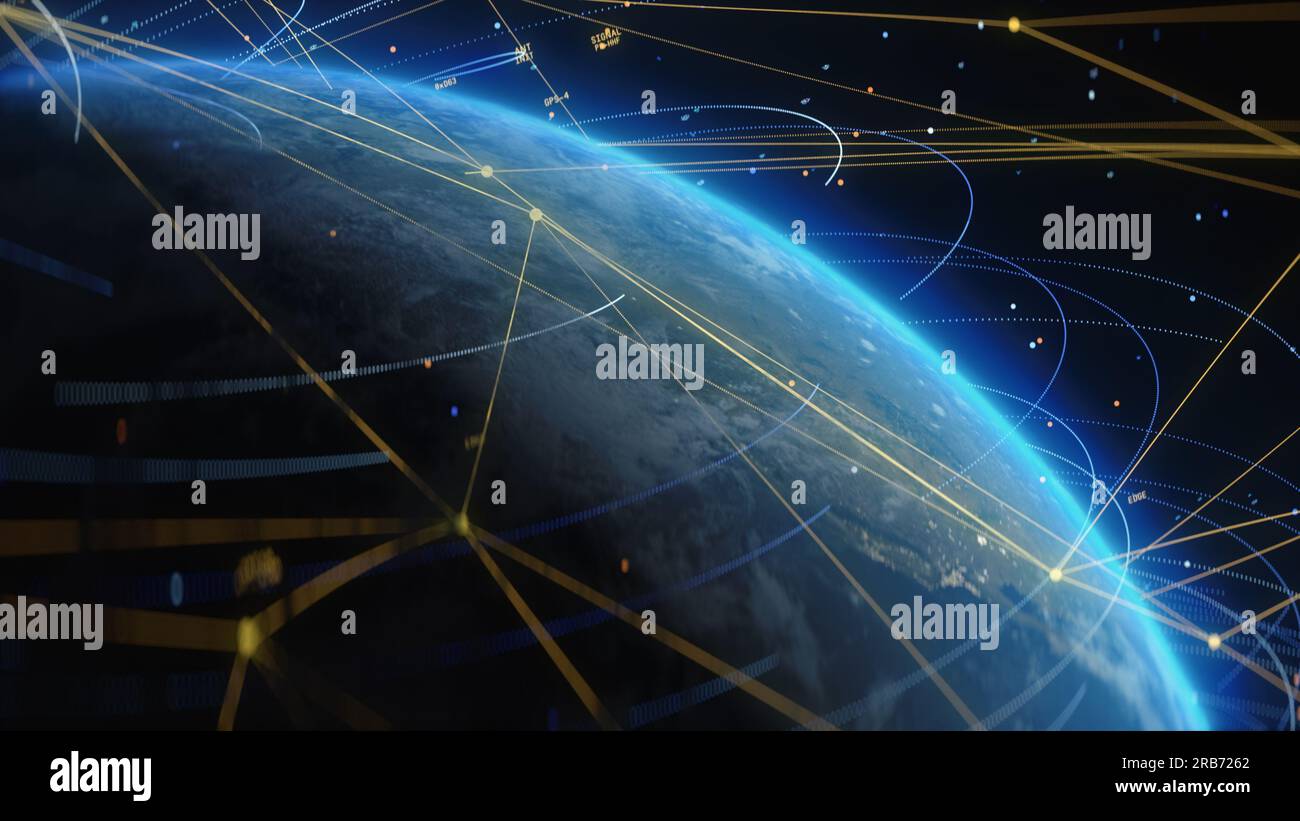 Illustration Close up of animated digital lines over the Earth globe ...