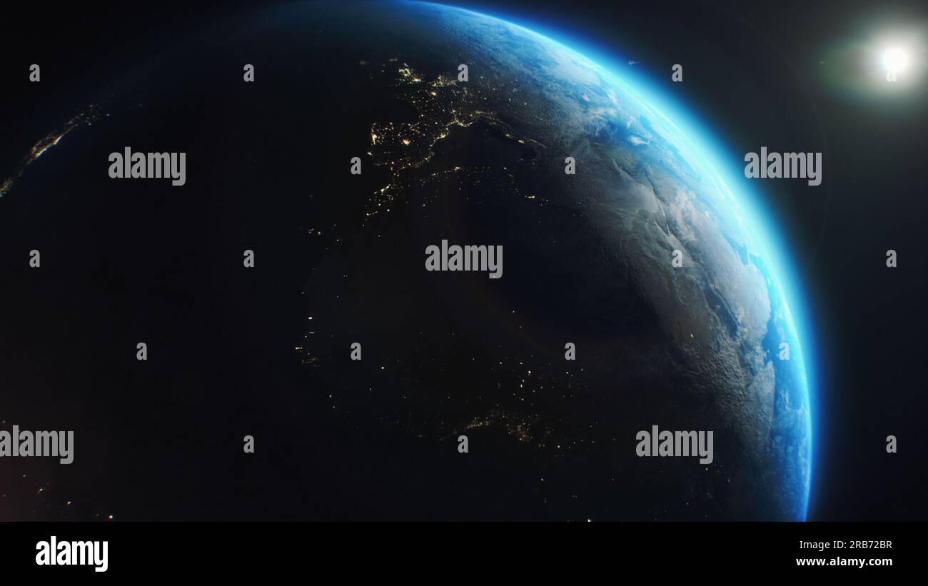 Illustration 3D motion graphics of Earth globe rotating in outer space ...