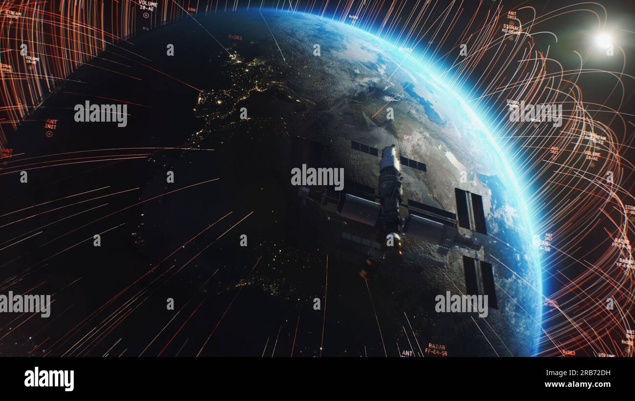 Illustration 3D graphics of abstract digital streams and lines over ...