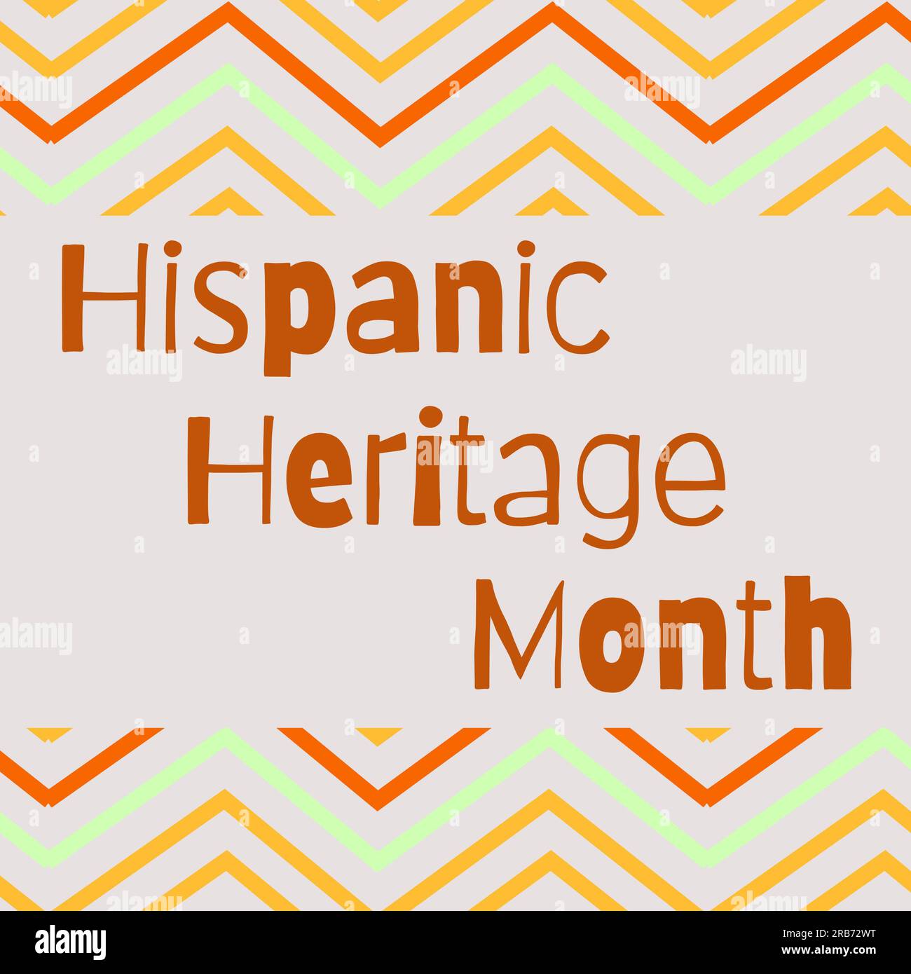 Hispanic heritage month text in brown over colourful zigzag lines Stock ...