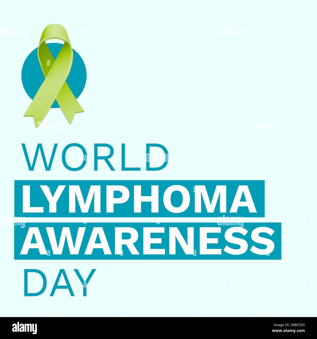World lymphoma awareness day text in blue and white with green ribbon ...