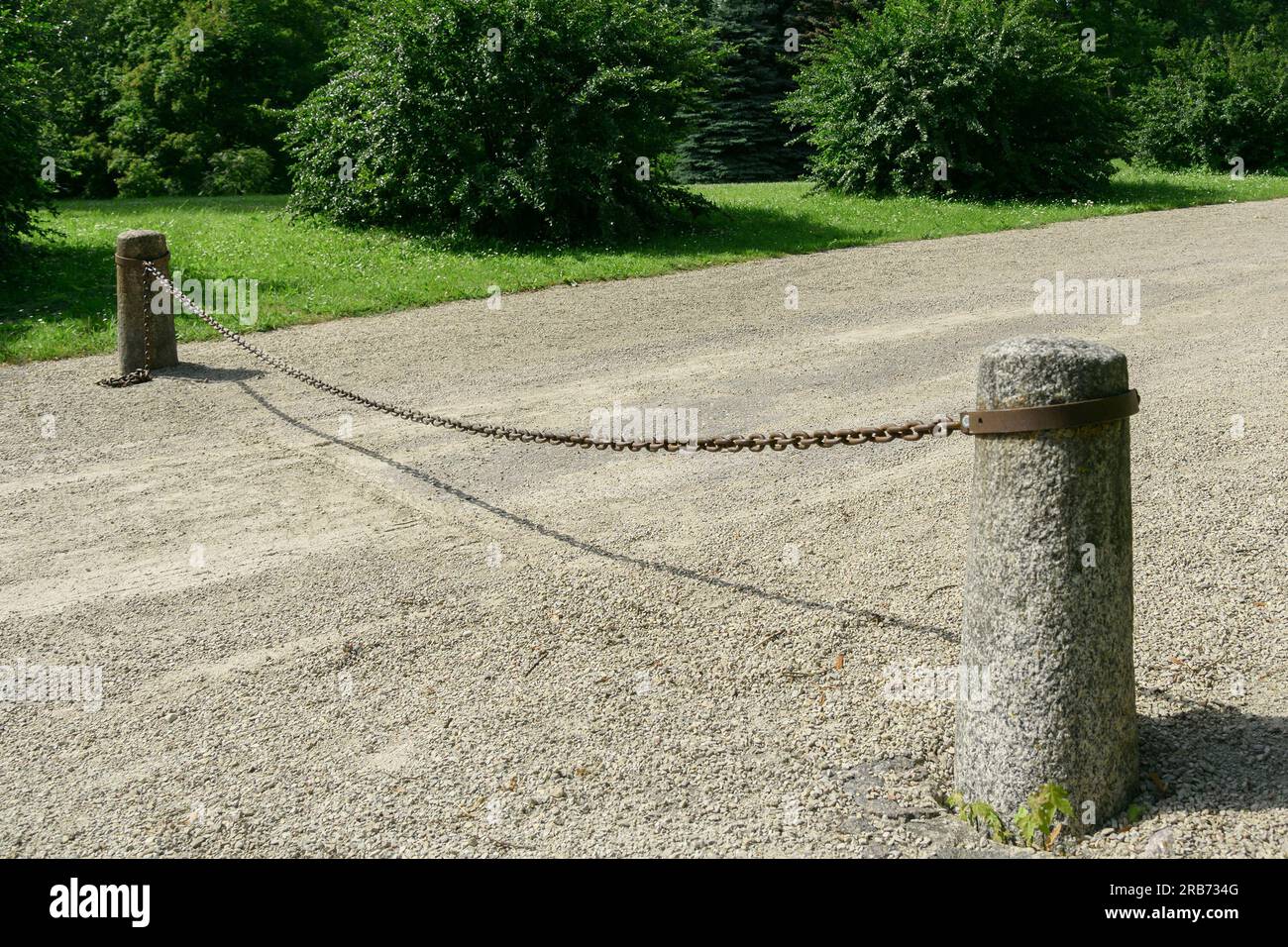 Old territory barrier with big chain Stock Photo - Alamy