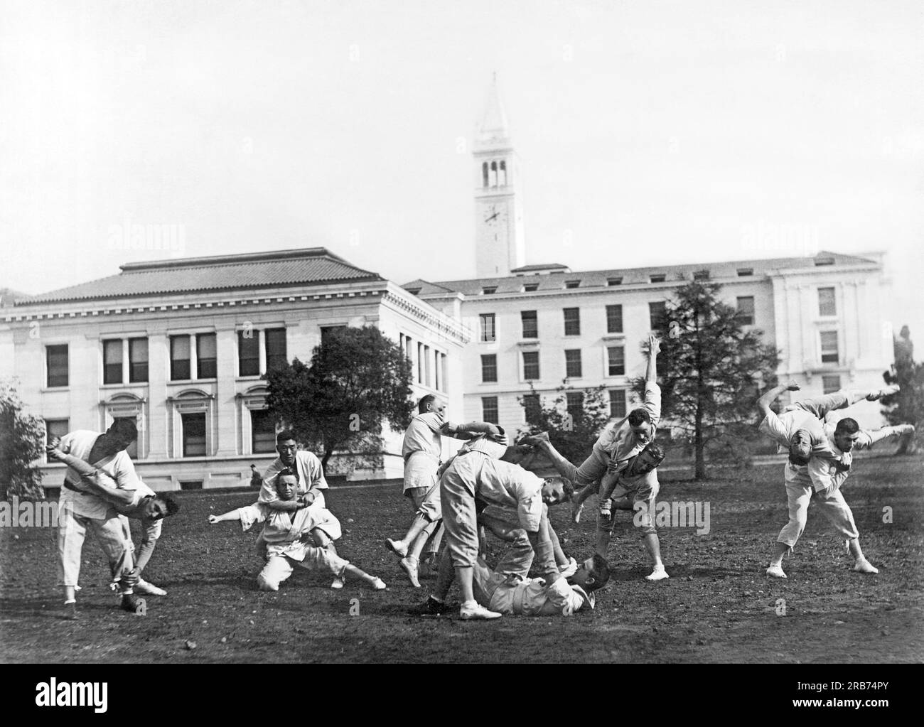 Berkeley, California: c. 1900 A martial arts class practices on the ...
