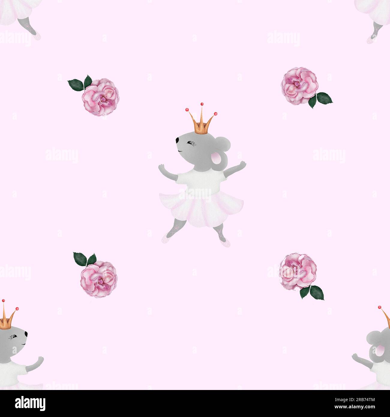 seamless pattern mouse ballerina. cute pattern with a mouse in a skirt ...