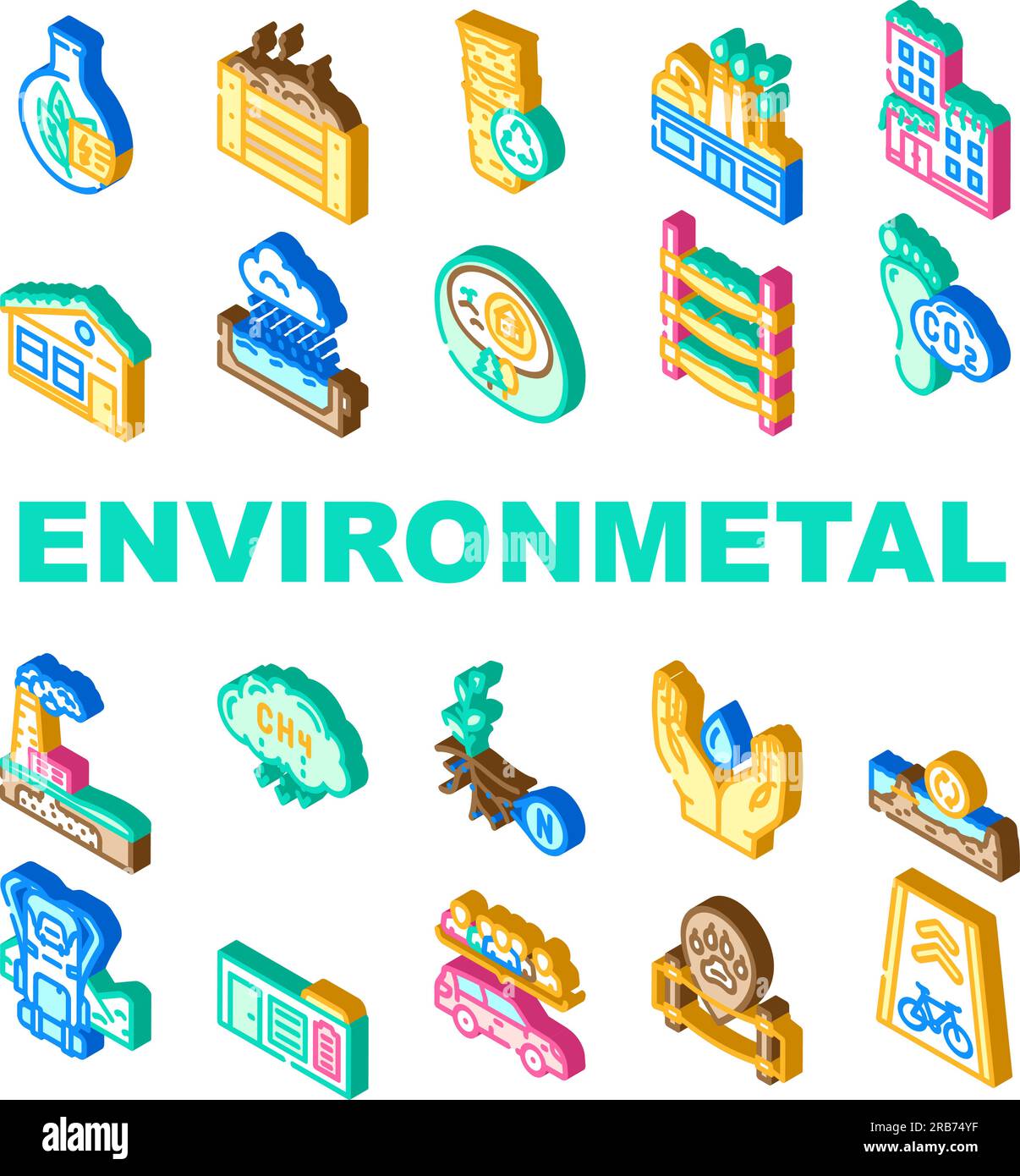 engineer environmental technology icons set vector Stock Vector Image ...