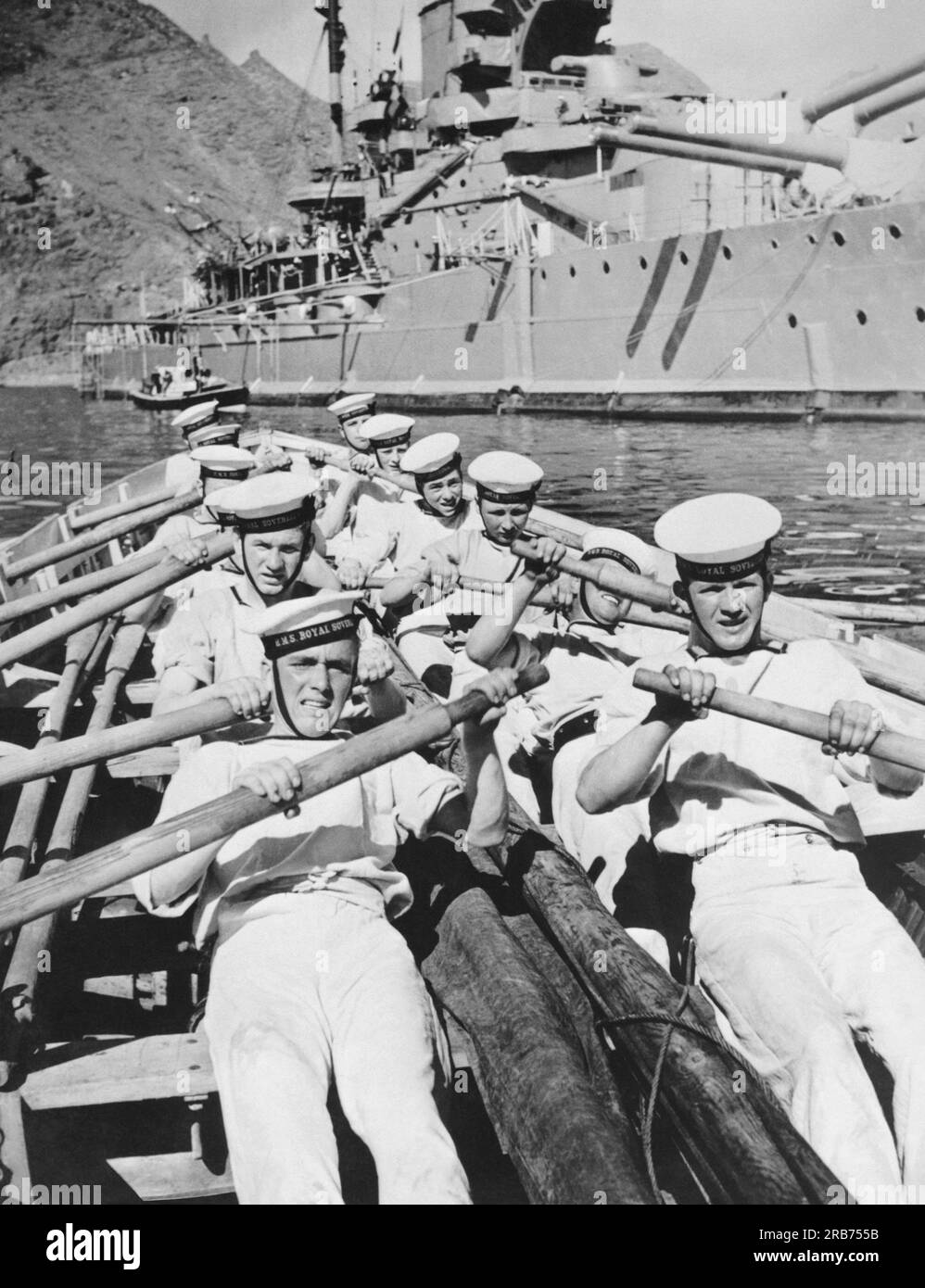 Mediterranean Sea: February 25, 1937 Seamen of the British Navy lay on ...