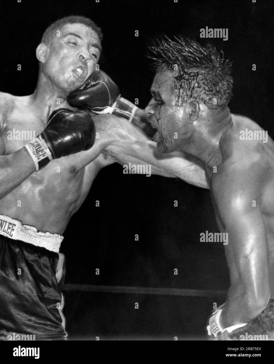 New York, New York: September 12, 1951. Sugar Ray Robinson throws a ...