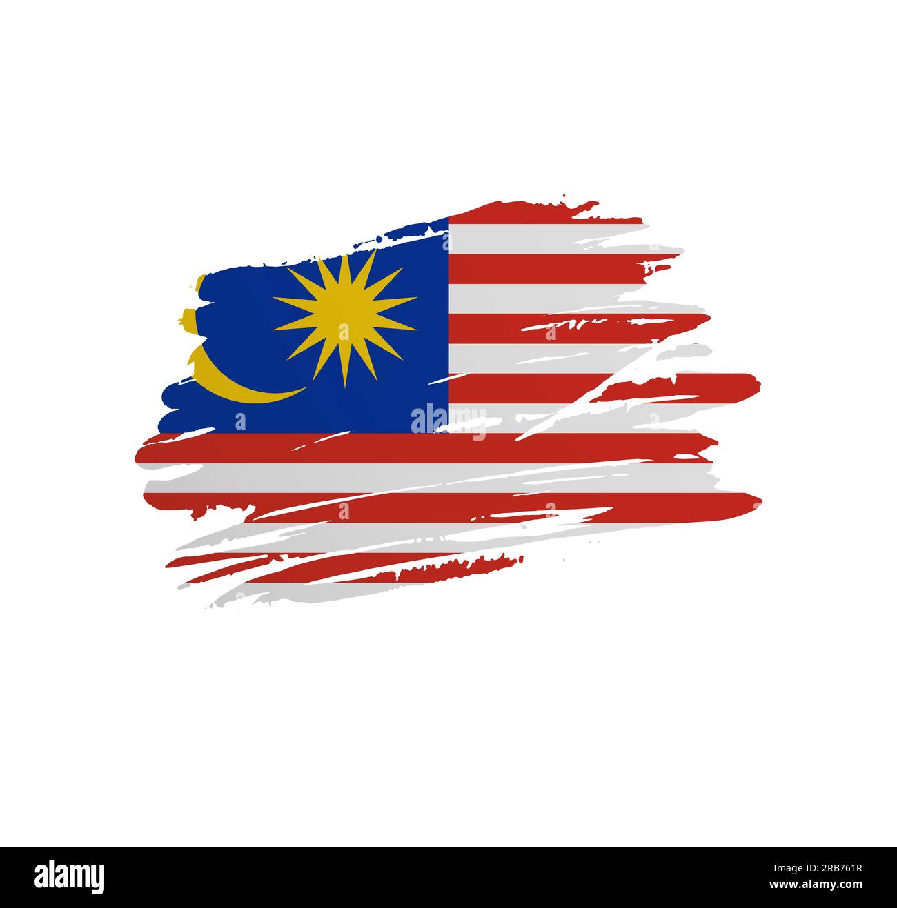 Malaysia flag - nation vector country flag trextured in grunge scratchy brush stroke Stock ...