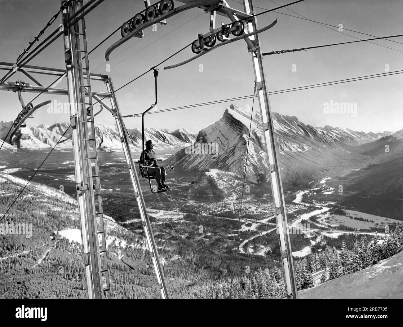 Banff, Alberta, Canada: c. 1949 Amazing panorama showing Mt. Rundle and ...