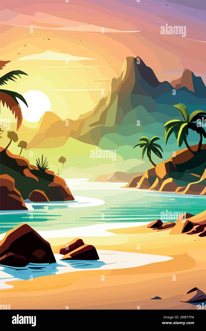 Vertical beach scene Stock Vector Images - Alamy