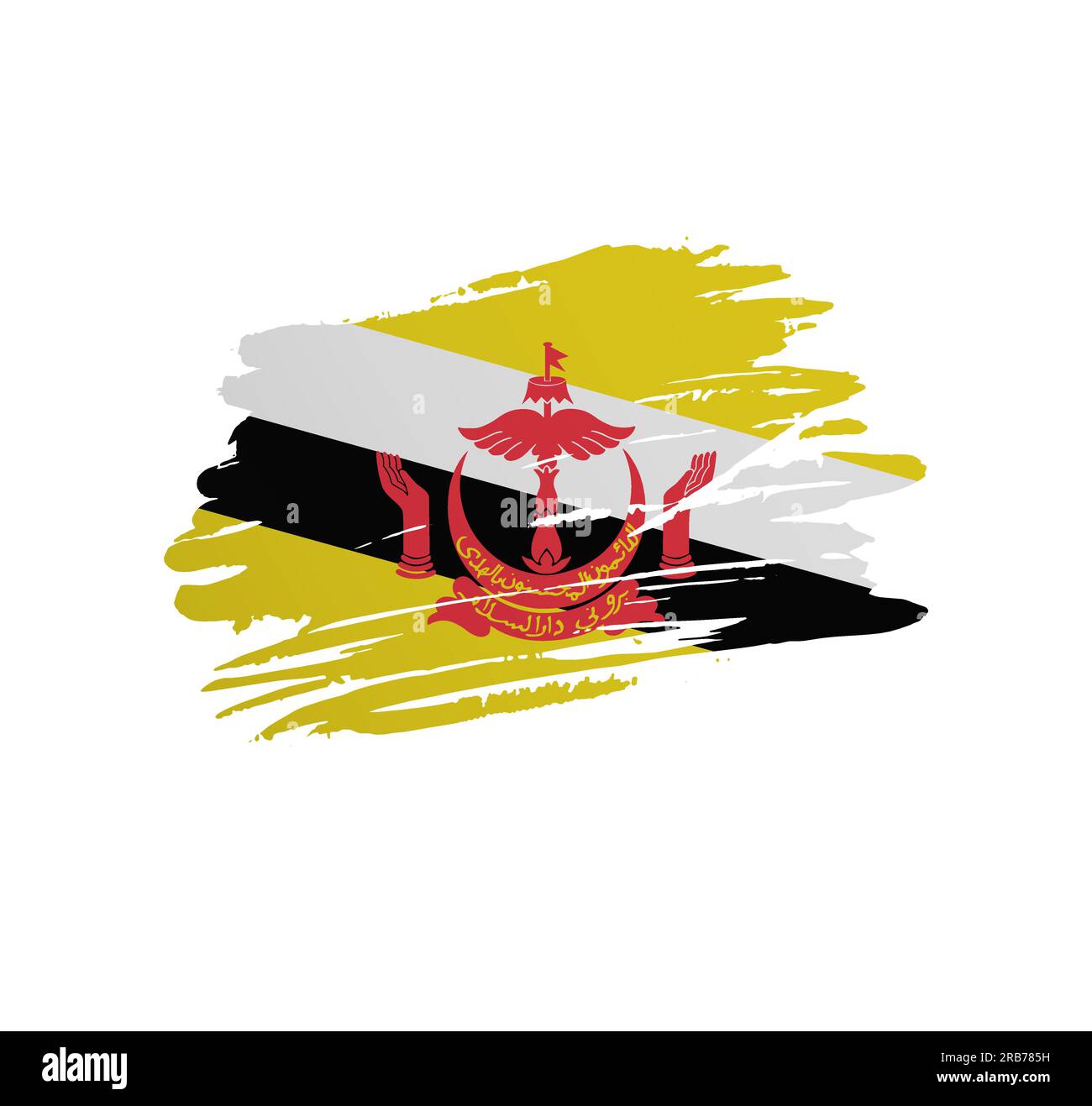 Brunei flag - nation vector country flag trextured in grunge scratchy ...