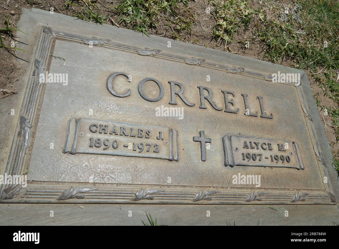 Culver City, California, USA 6th July 2023 Actor Charles Correll Grave in The Grotto Section at ...