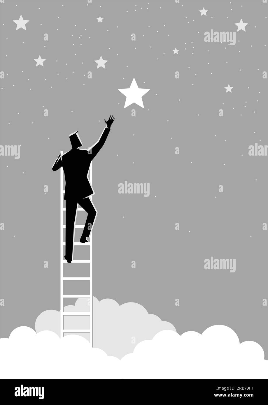 Business concept vector illustration of a businessman reach out for the ...