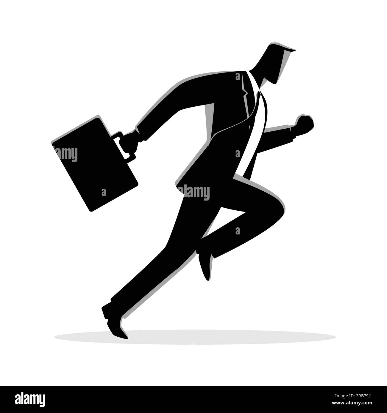 Business concept vector illustration of a businessman running with briefcase, business ...