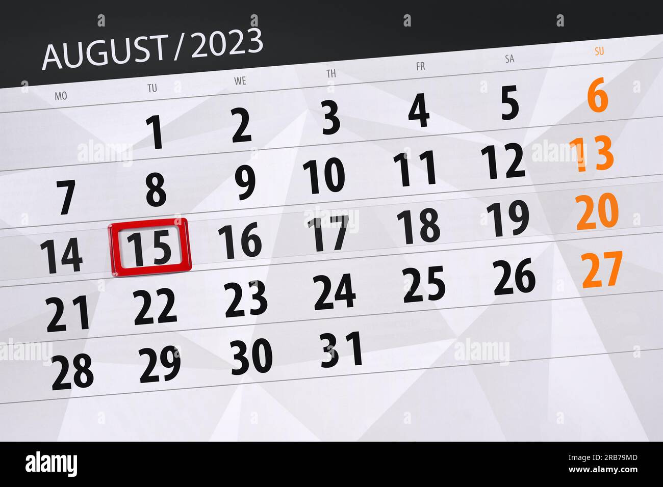 Calendar 2023, deadline, day, month, page, organizer, date, August ...