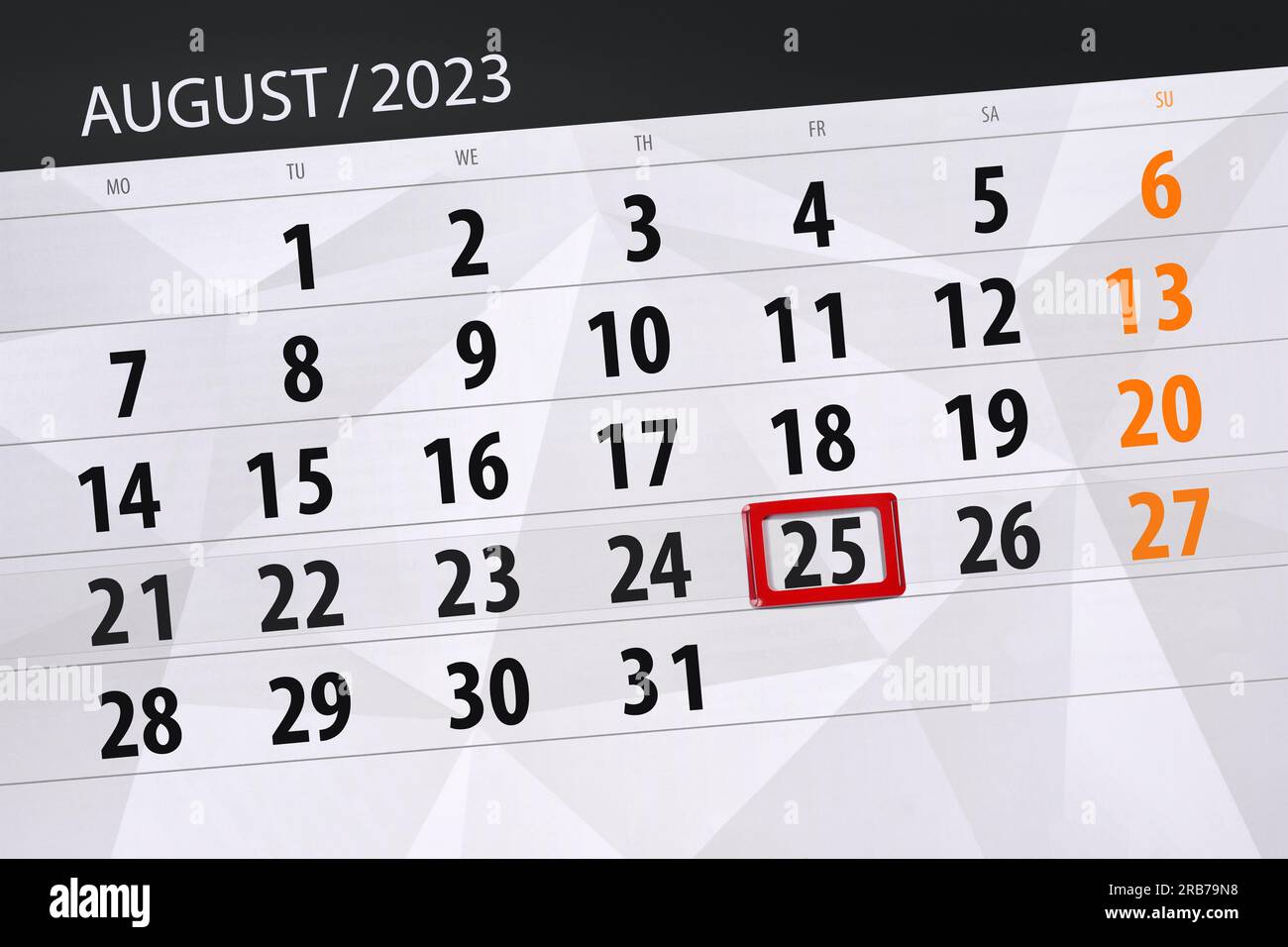 Calendar 2023, deadline, day, month, page, organizer, date, August ...