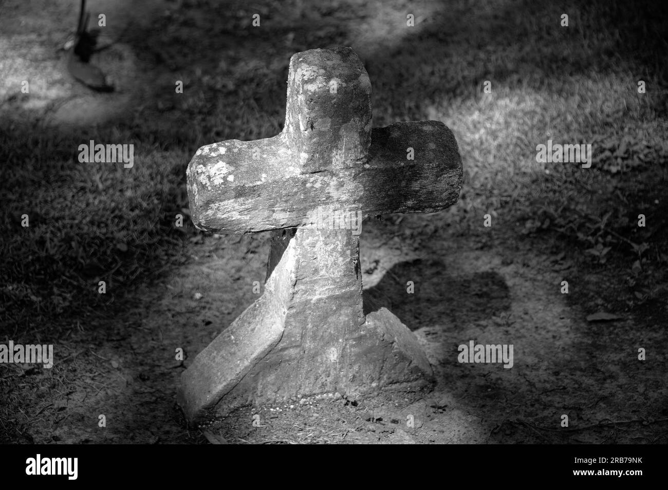 Concrete cross most likely atop of a buried coffin crypt Stock Photo ...