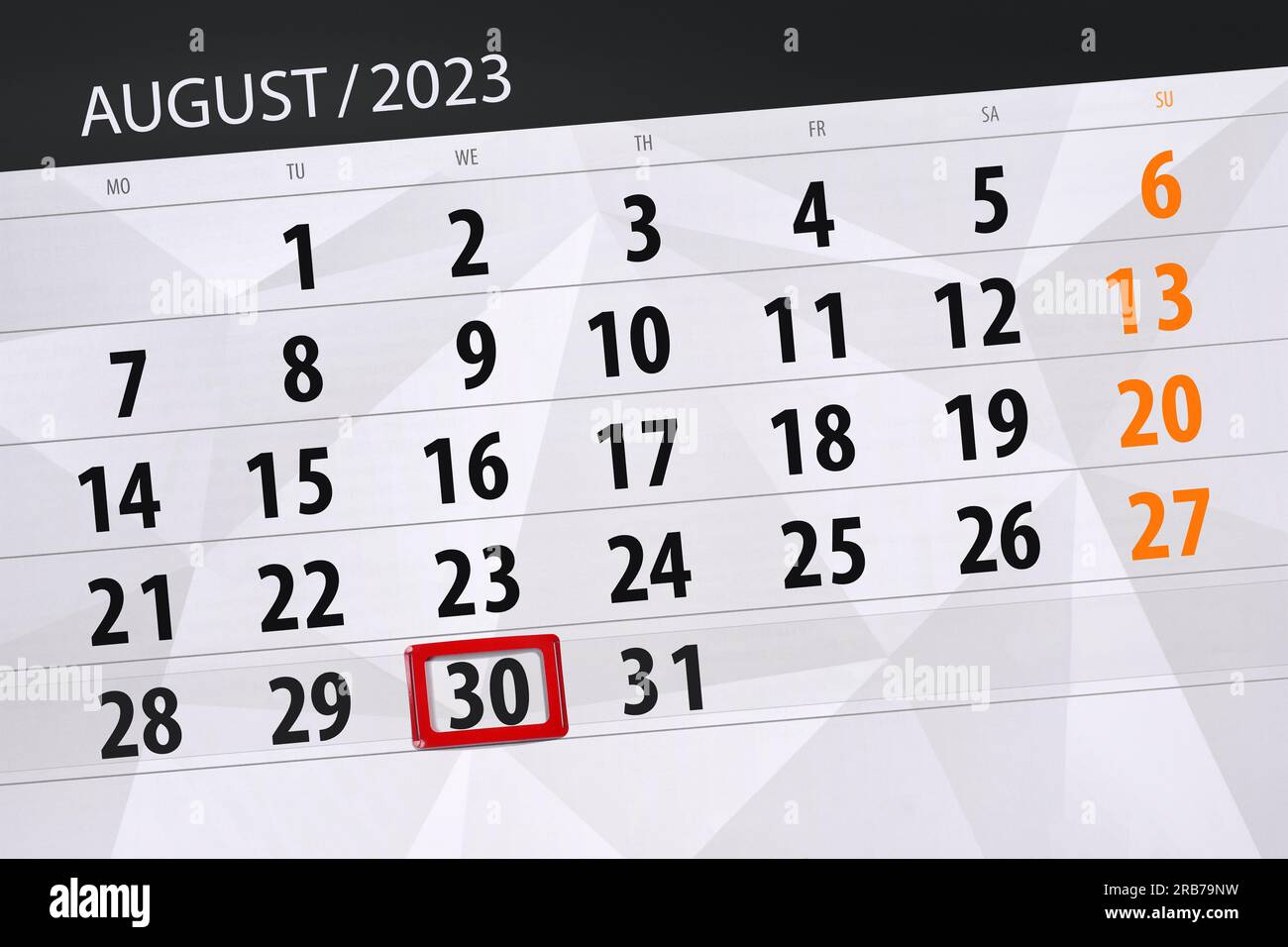 Calendar 2023, deadline, day, month, page, organizer, date, August ...