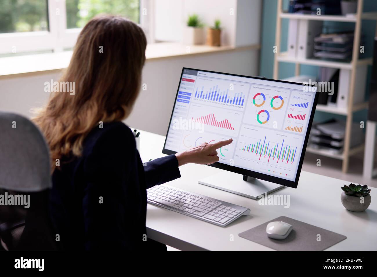 Financial Business Analytics Data Dashboard. Analyst Woman Stock Photo ...