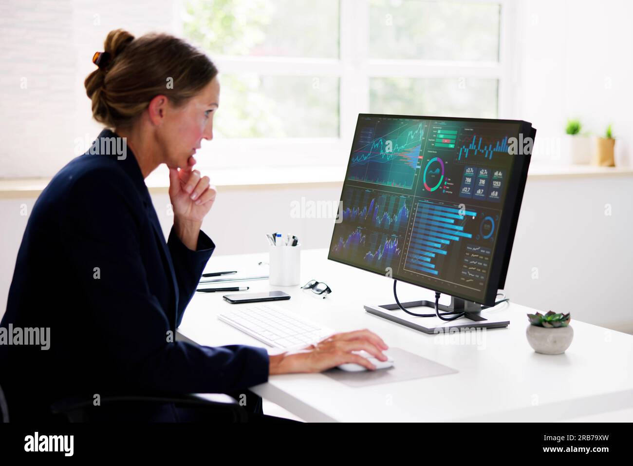 Financial Business Analytics Data Dashboard. Analyst Woman Stock Photo ...