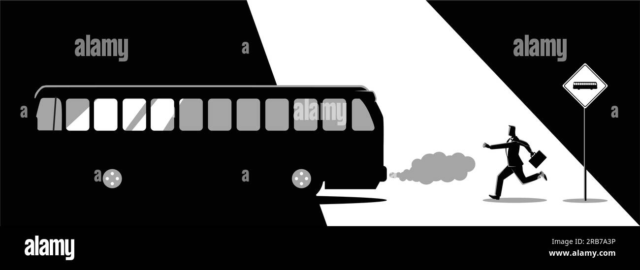 Business concept illustration of a businessman chasing the bus Stock ...
