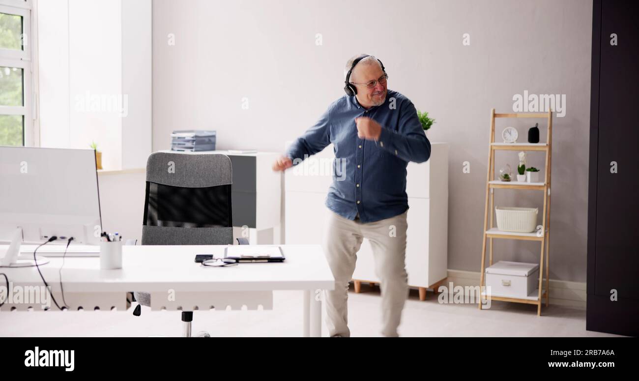 Funny Man Worker Success In Office. Happy Corporate Businessman Joy ...