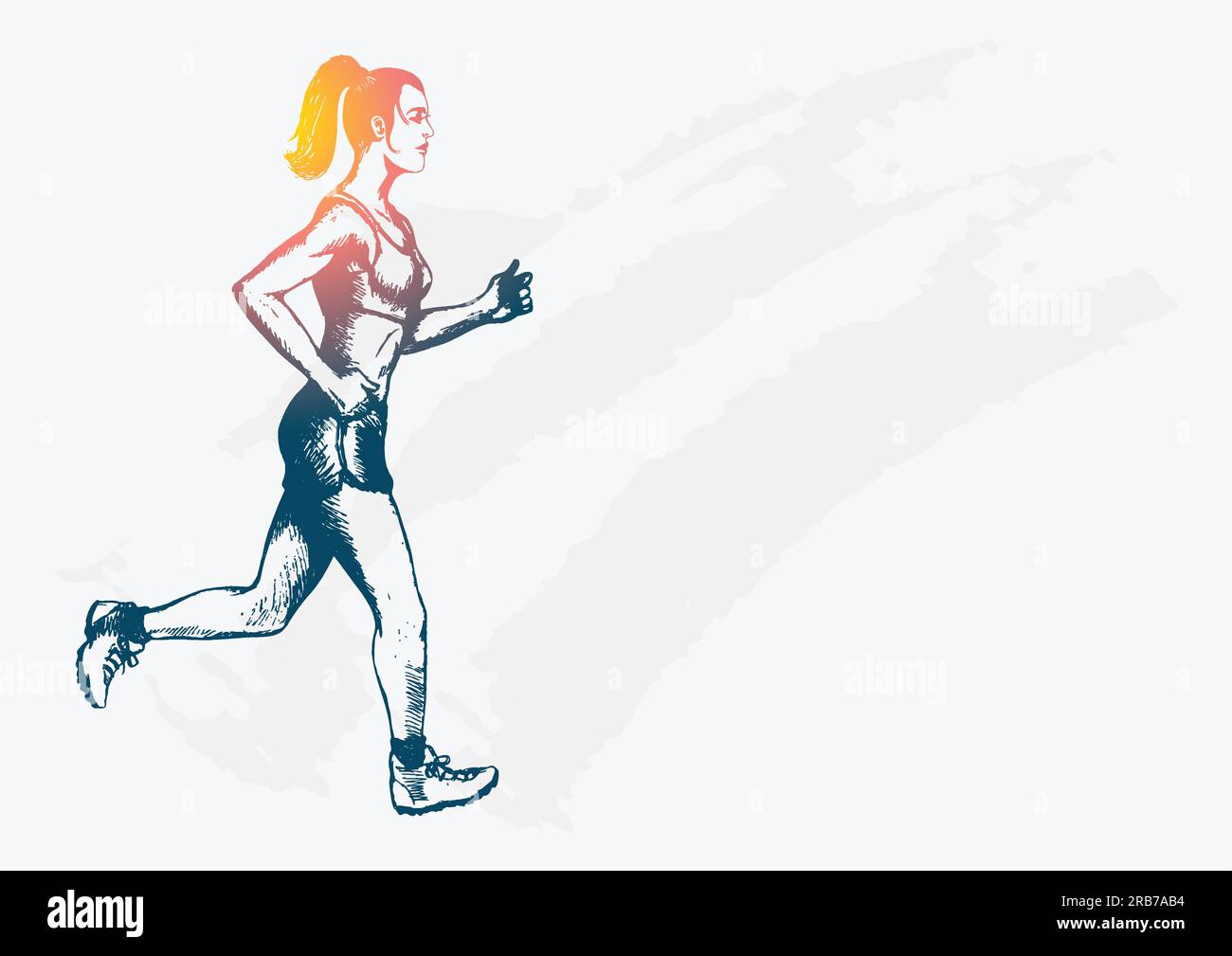 Sketch illustration of a female figure jogging Stock Vector Image & Art ...