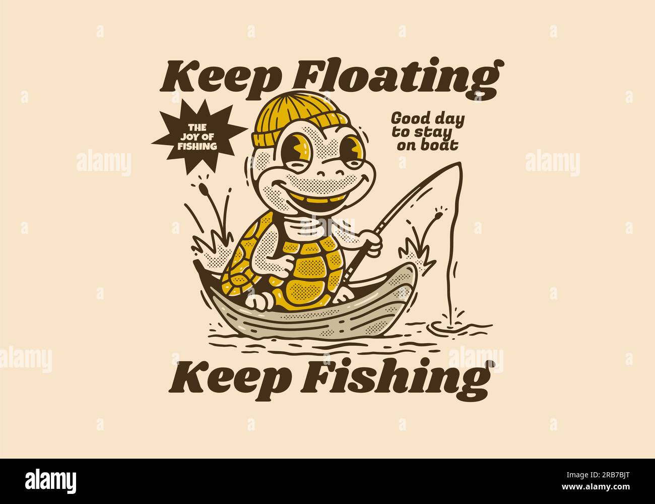 Keep floating keep fishing, Mascot character illustration of the turtle ... Keep floating keep fishing, Mascot character illustration of the turtle ...