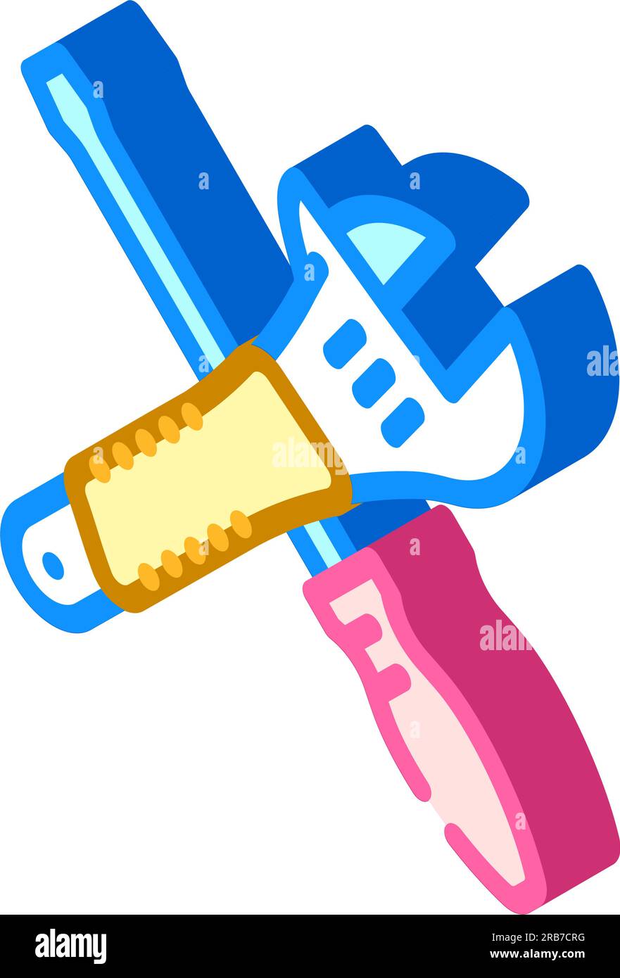 screwdriver and wrench tool work isometric icon vector illustration ...