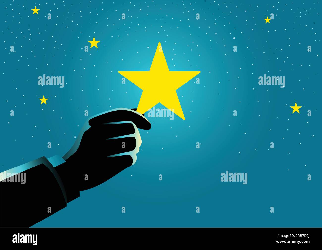 Concept illustration of a businessman hand picking up a star Stock ...