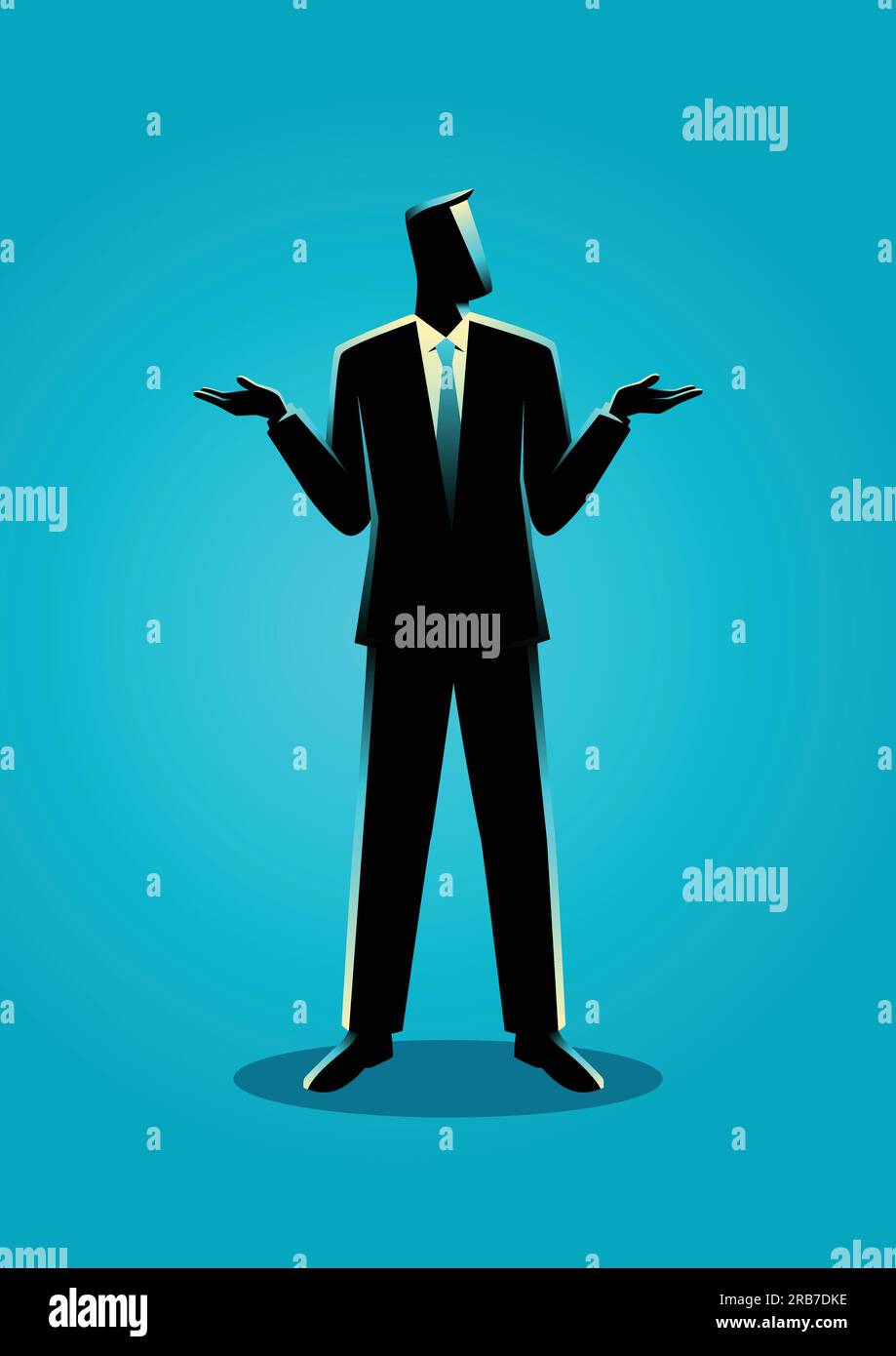 Illustration of a businessman shrugging shoulders gesturing who cares ...