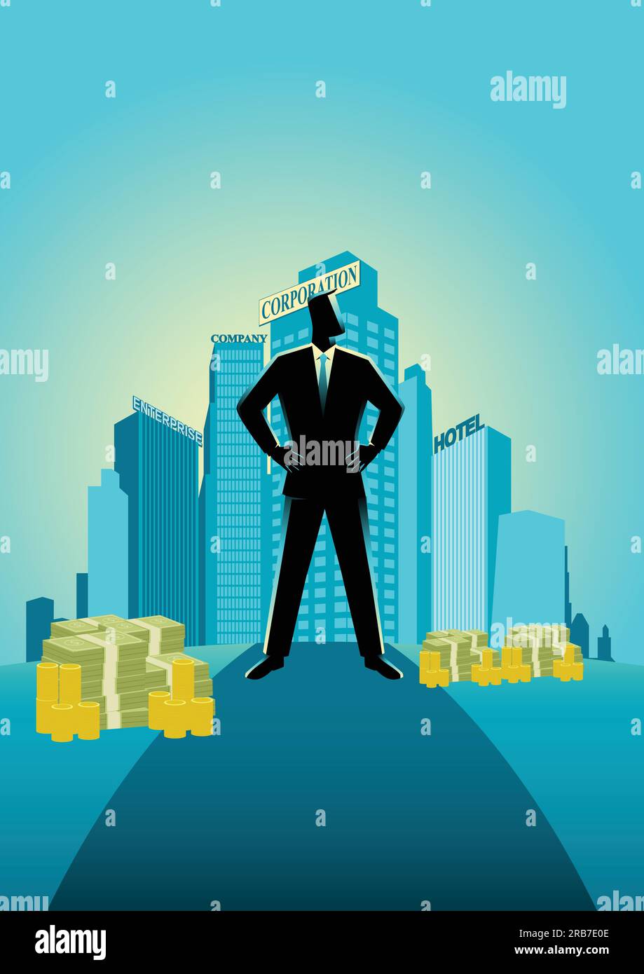 Business Concept Illustration Of A Successful Businessman Standing In
