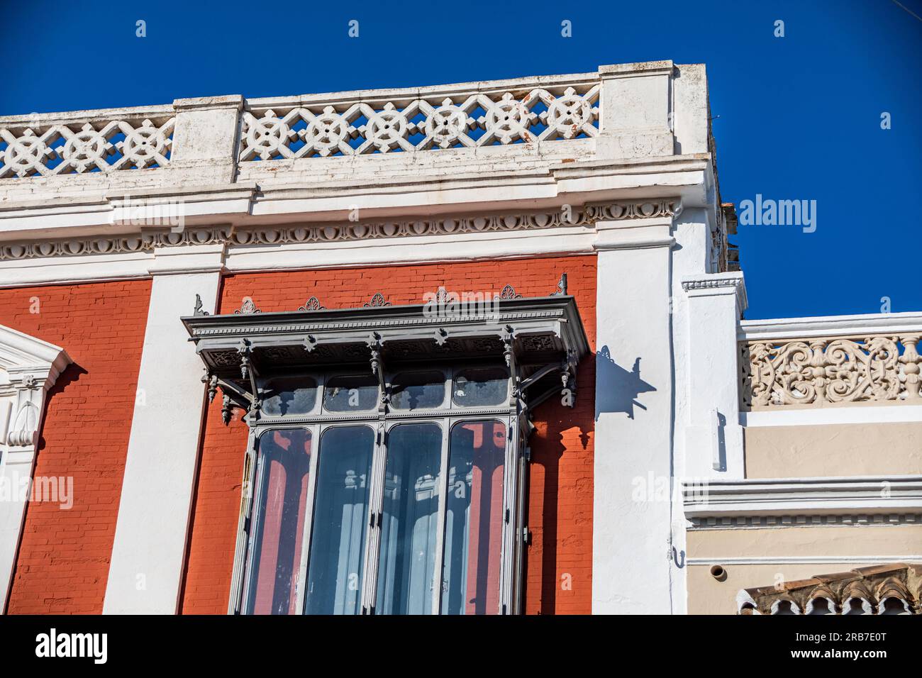 Detail of the old facade of a building in Ronda, Malaga, Andalusia ...