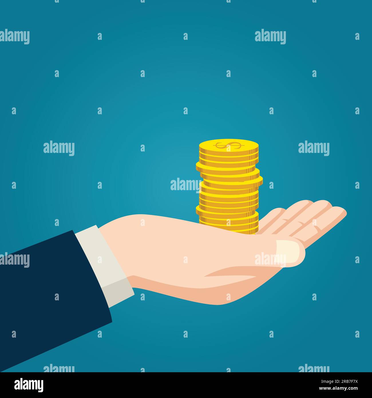 Illustration of a hand holding gold coins Stock Vector Image & Art - Alamy
