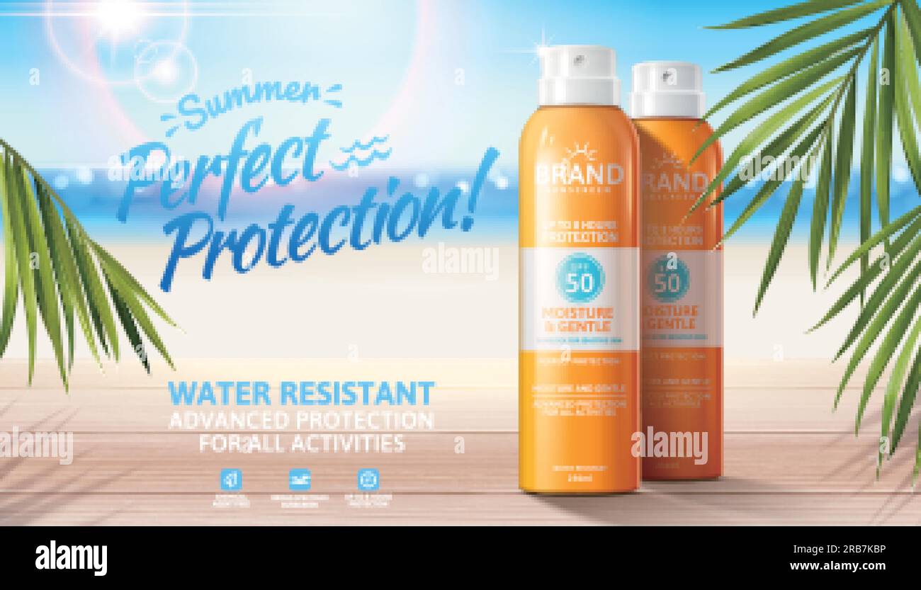 Sunscreen spray Stock Vector Images - Alamy