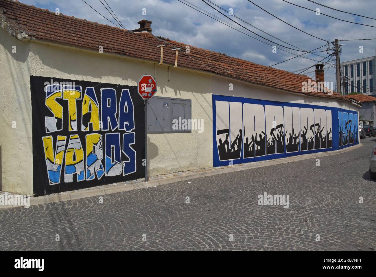 Mural street art in the narrow streets of Stara Varos, the old city ...