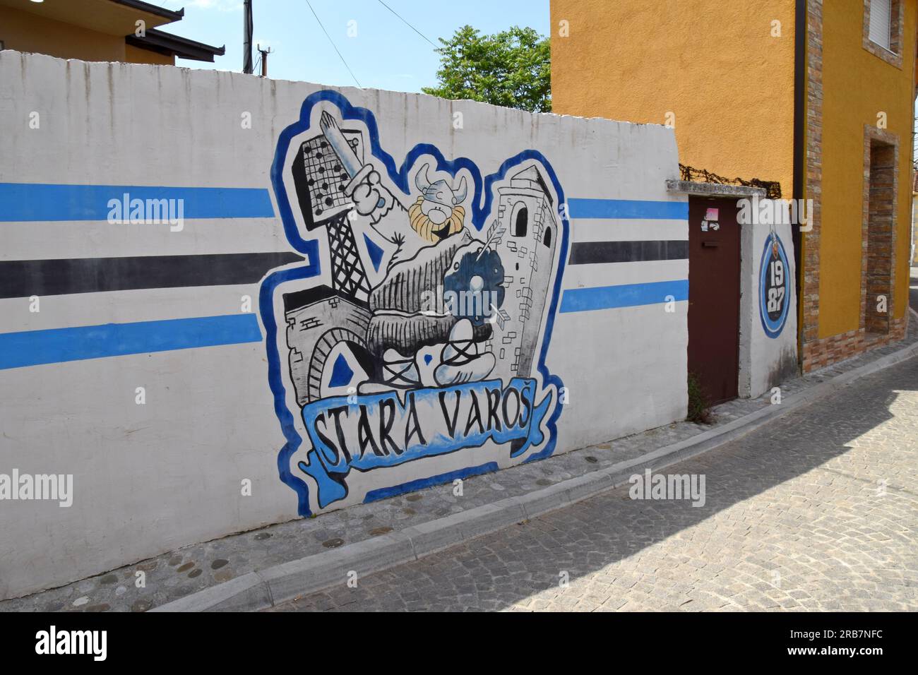 Mural street art in the narrow streets of Stara Varos, the old city ...