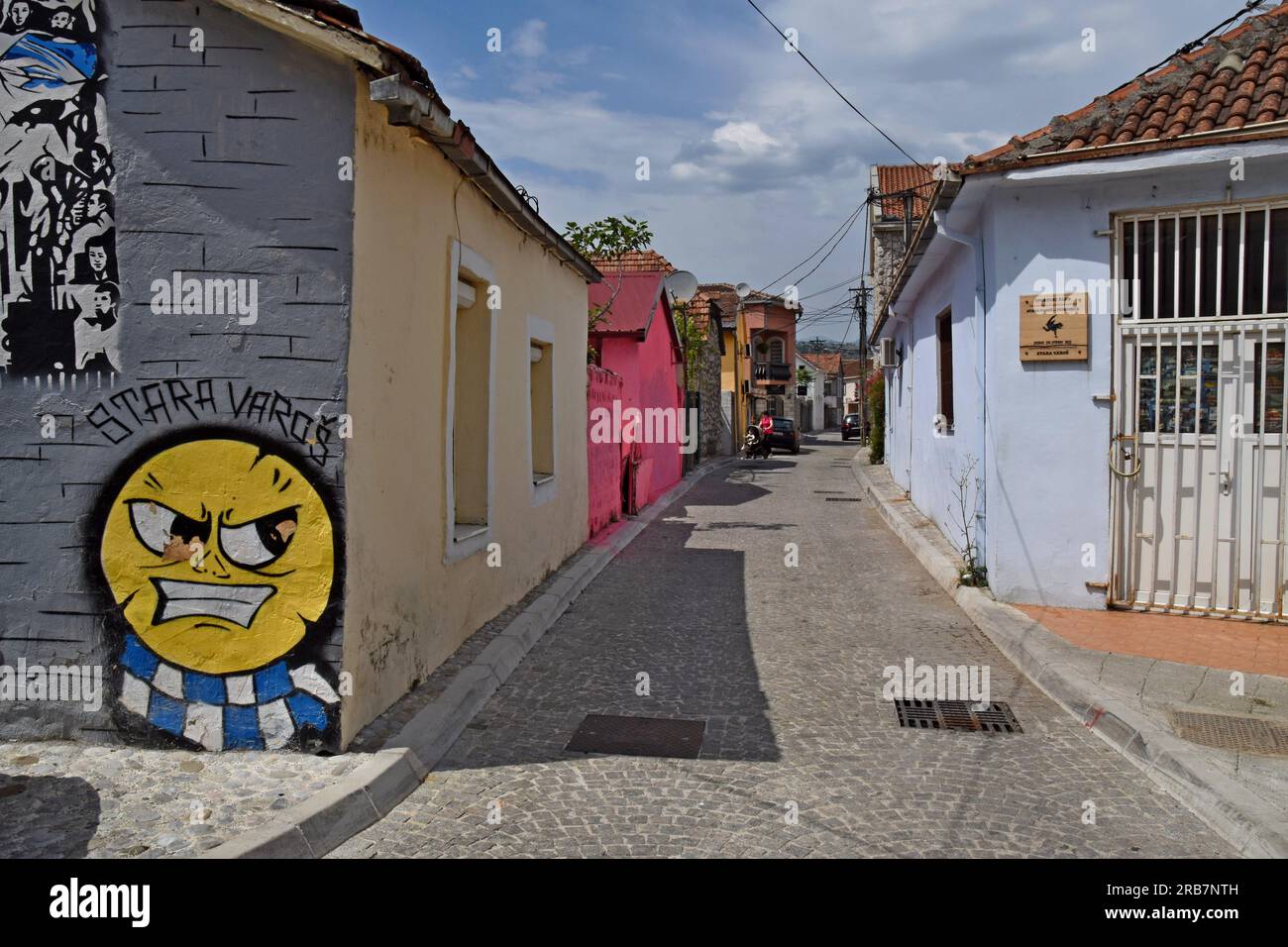 Mural street art in the narrow streets of Stara Varos, the old city ...
